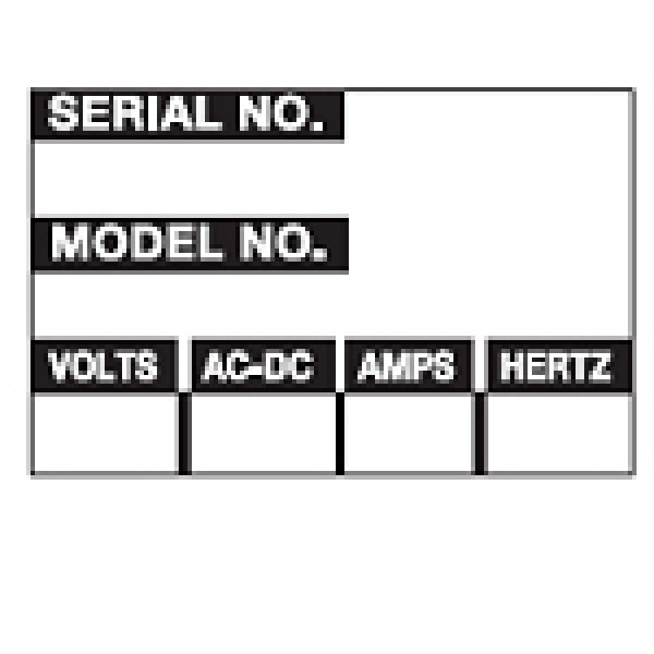 Write-on Maintenance Labels - Serial No. / Model No.