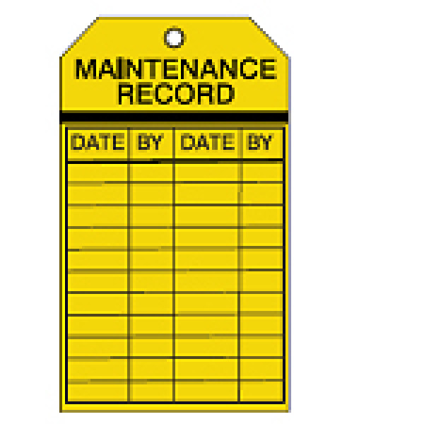 Equipment Inspection Tags - Maintenance record