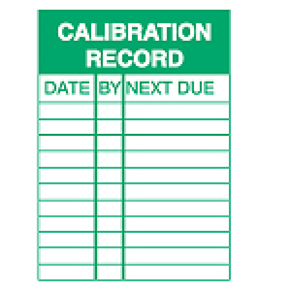 Inspection Placards - Calibration Record