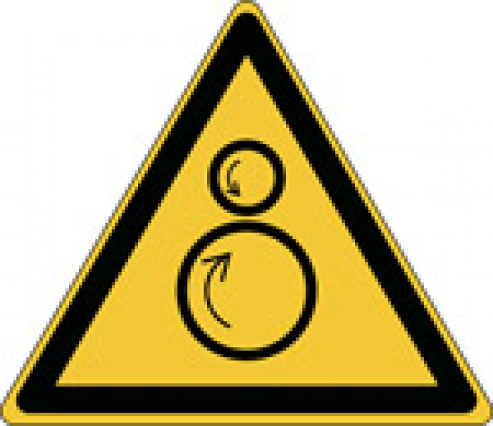 ISO Safety Sign - Warning: counter rotating rollers